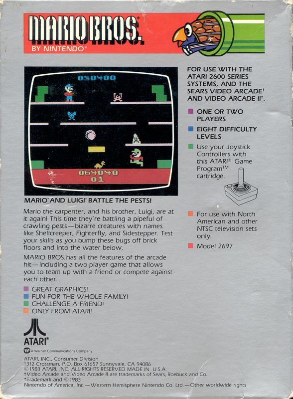 Video Game Review: Mario Bros. (Atari 2600, 1983) – MLGG: Pop Culture ...