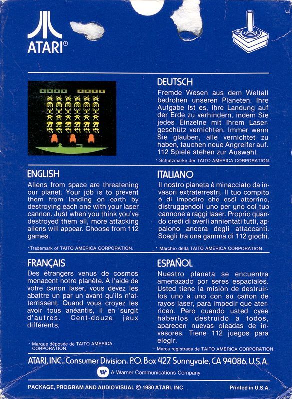 Video Game Review: Space Invaders (Atari 2600, 1980) – MLGG: Pop ...